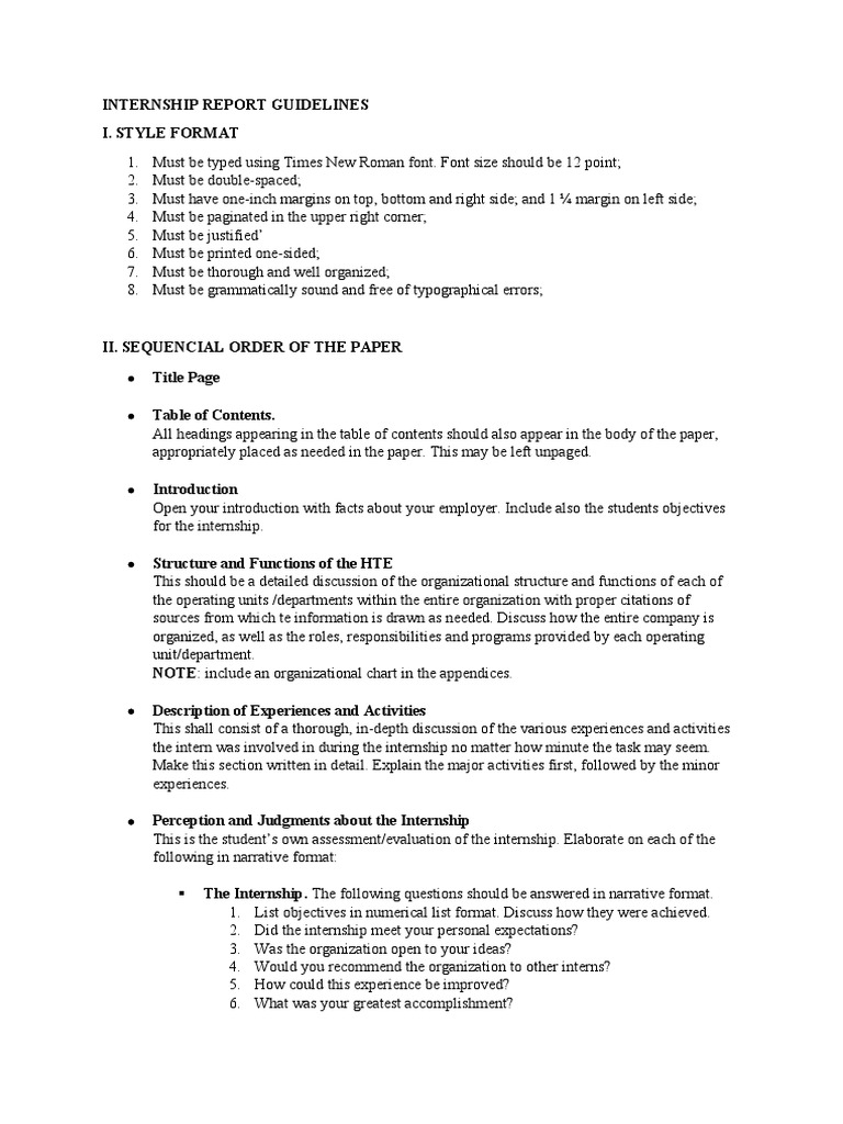 Internship Report Guidelines | Download Free PDF | Internship | Job Hunting