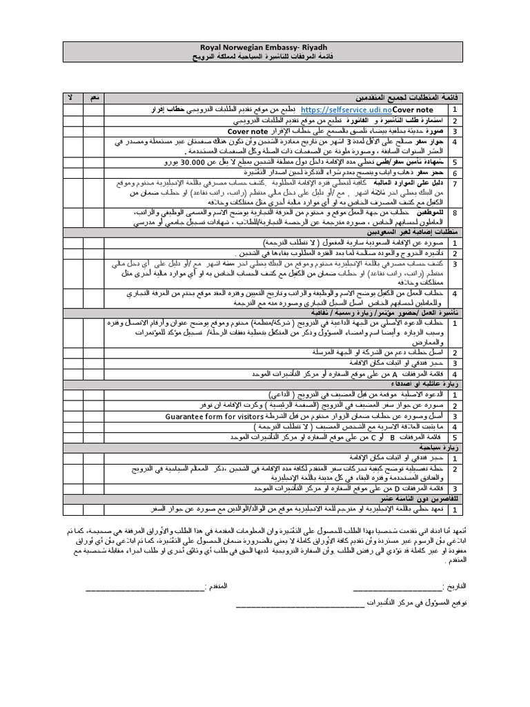 Checklist. Schengen Visa Riyadh Arabic | PDF
