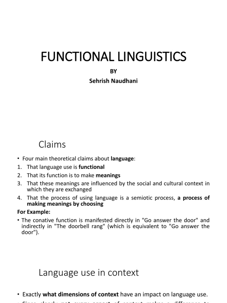 Functionalism 160315204523 | PDF | Communication | Linguistics Functionalism 160315204523 | PDF | Communication | Linguistics
