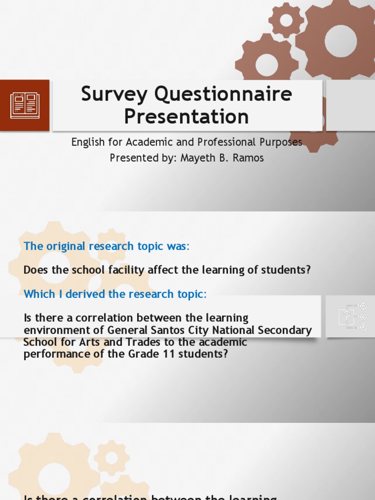 Survey Questionnaire Presentation | PDF | Learning | Classroom
