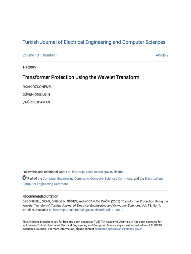 Transformer Protection Using The Wavelet Transform Pdf