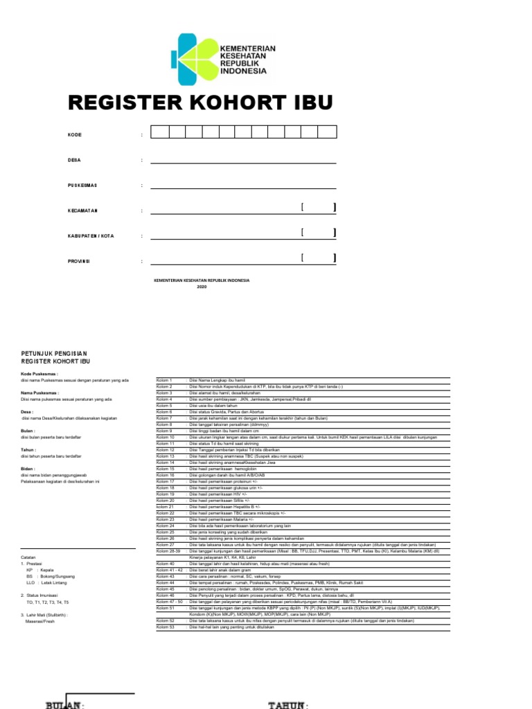 Register Kohor Ibu Baru 2020 | PDF