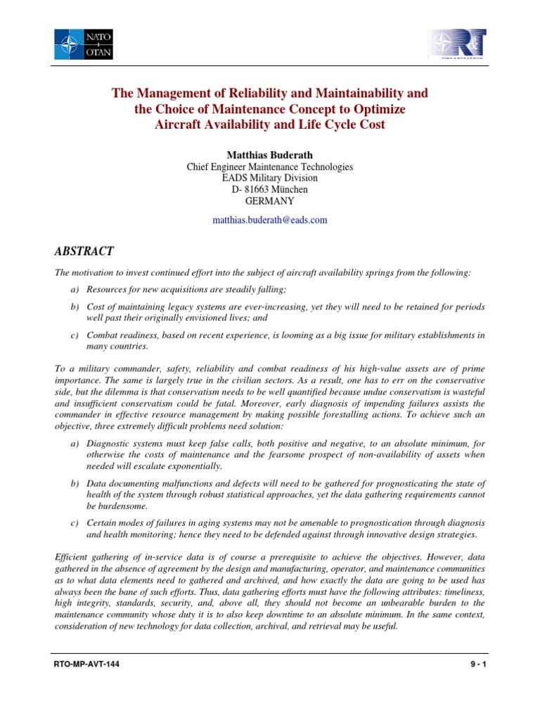 Optimizing Aircraft Reliability and Cost | PDF | Reliability ...