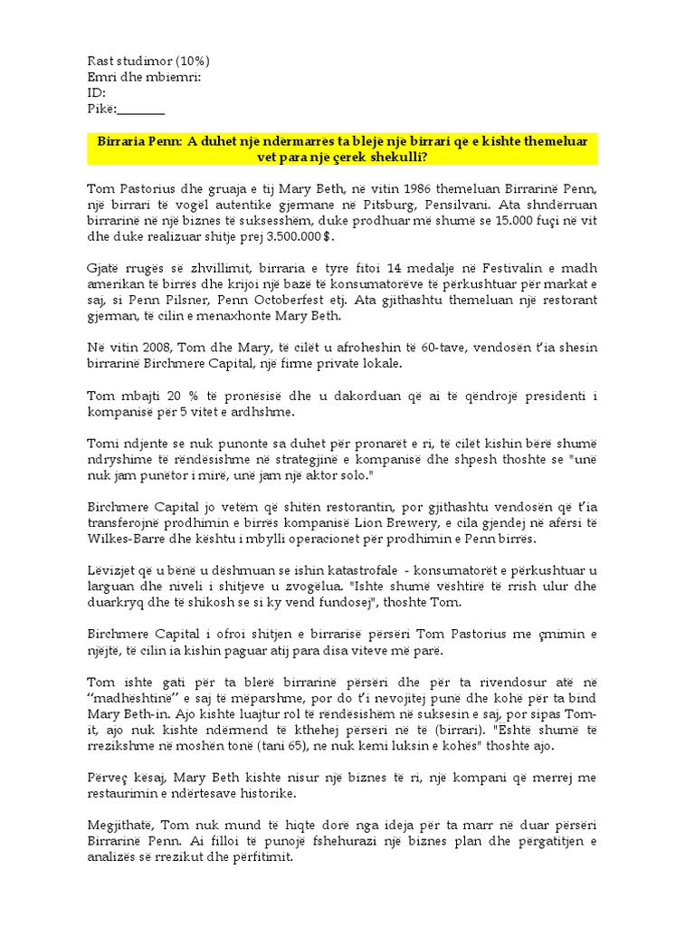 Birraria Penn: A Duhet Një Ndërmarrës Ta Blejë Një Birrari Që e Kishte ...