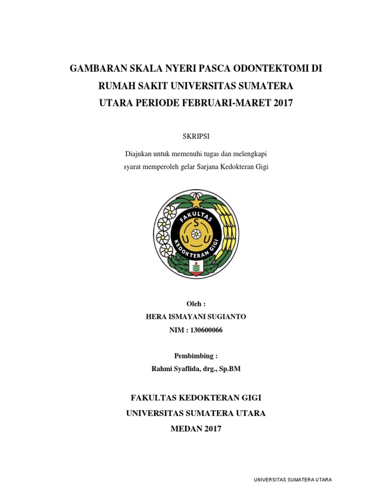 Gambaran Skala Nyeri Pasca Odontektomi Di Rumah Sakit Universitas ...