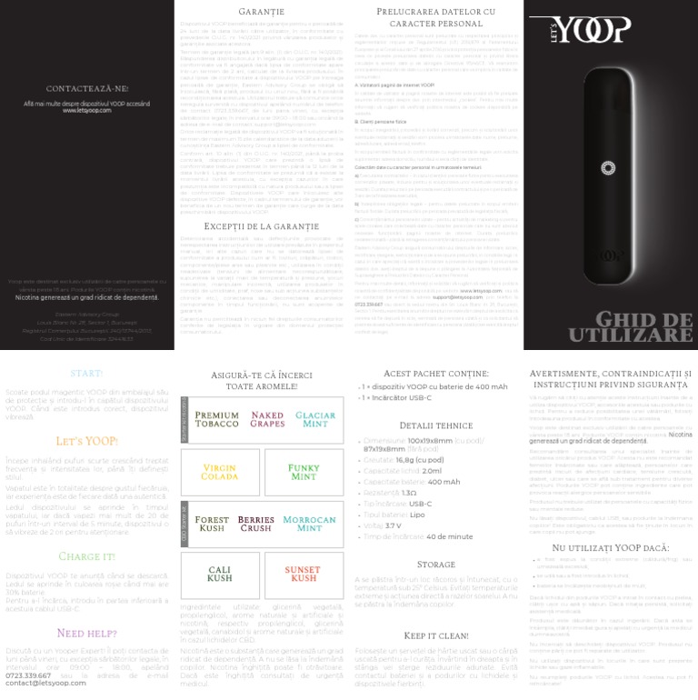 Manual de Utilizare YOOP 2.0 | PDF