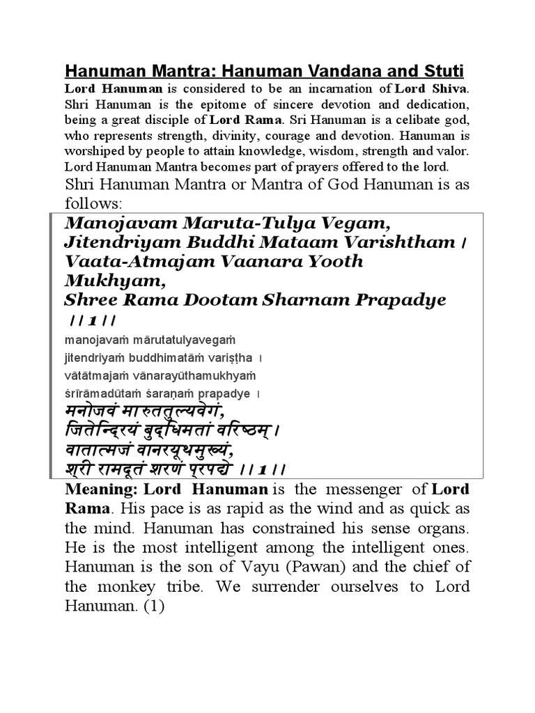 Hanuman Prayers | Download Free PDF | Hindu Gods | Hindu Deities