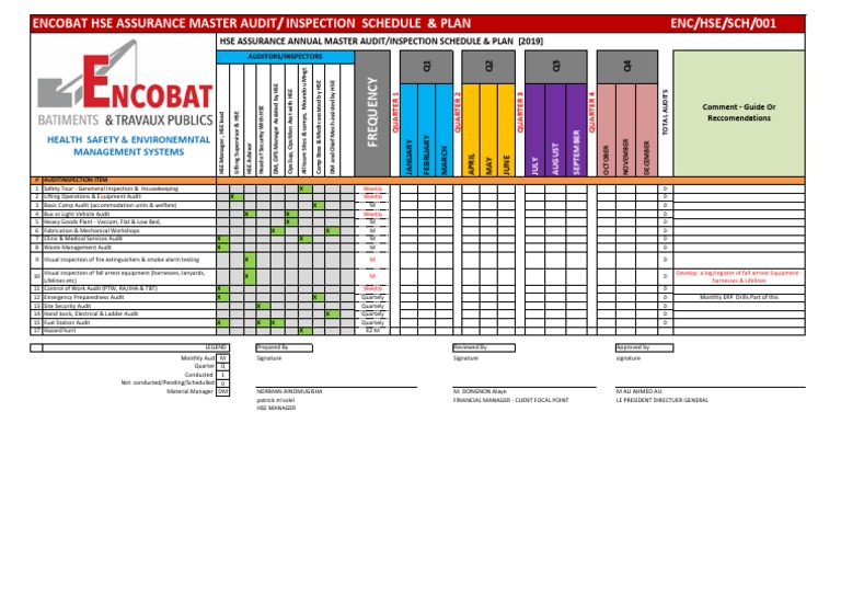 Encobat-hse Assuarance Master Inspection-Audit Schedule & Plan | PDF ...