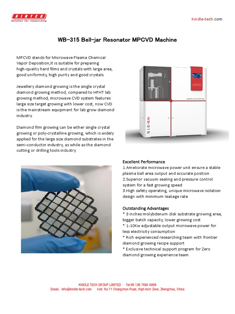 WB315 10Kw Bell-Jar Resonator MPCVD System | PDF | Chemical Vapor ...