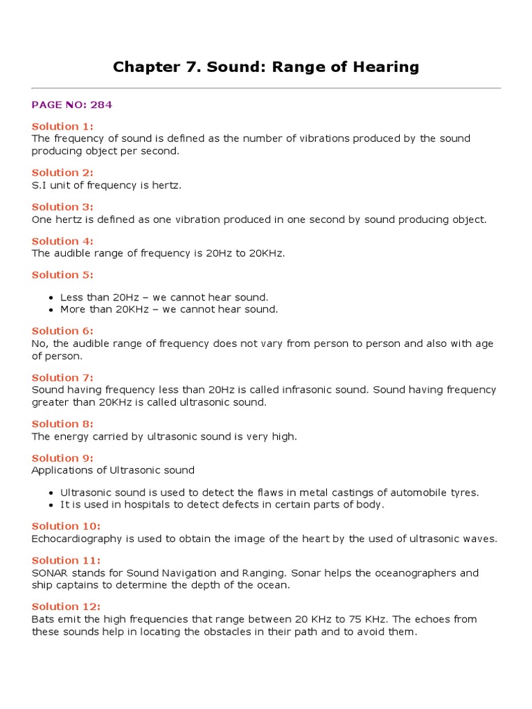 Frank Physics Solutions Class 9 Chapter 7.2 Sound Range of Hearing ...
