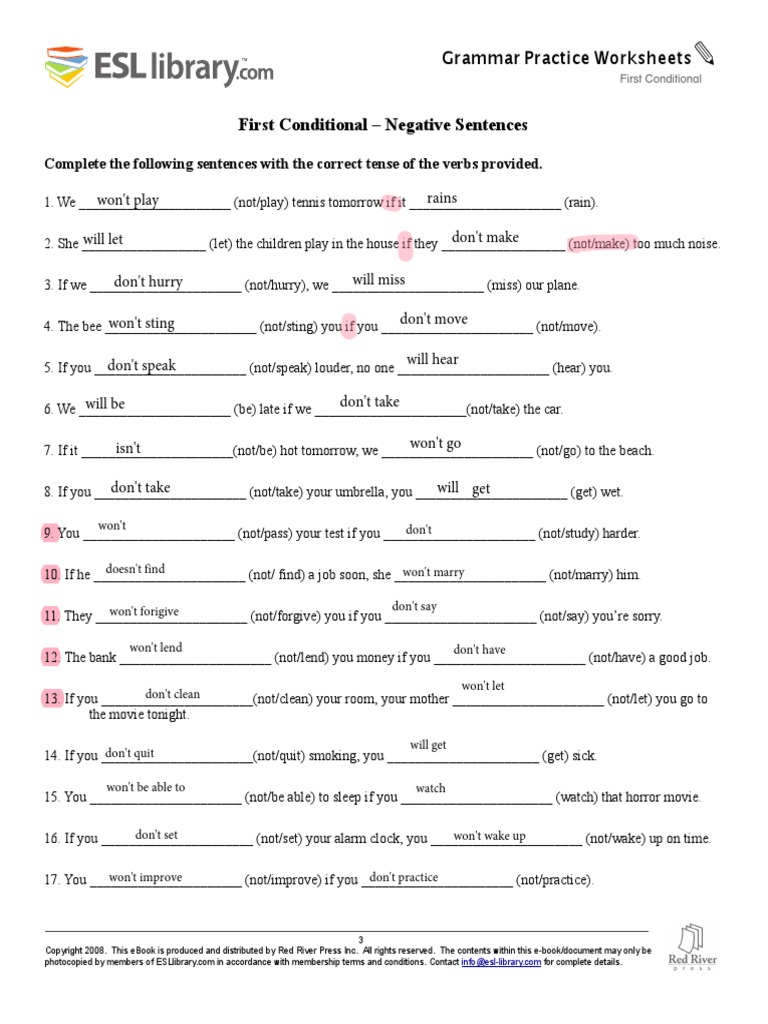 First Conditional - Negative Sentences | PDF | Linguistic Typology ...