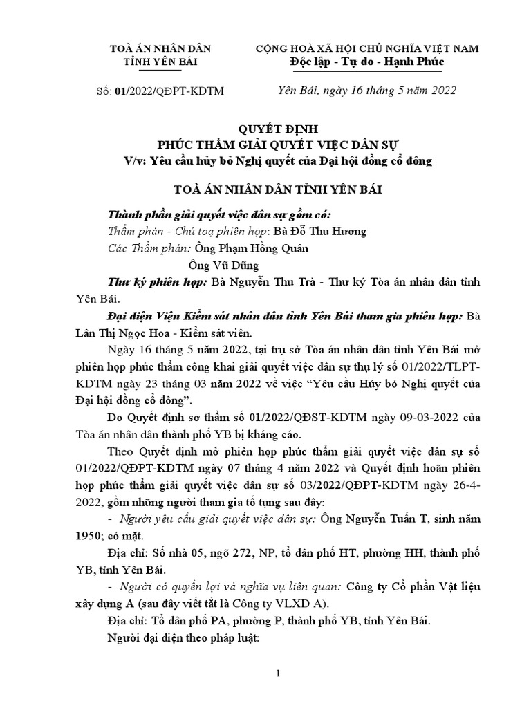 3 QD Phuc Tham Giai Quyet Viec Dan Su KDTM Chuan PDF | PDF