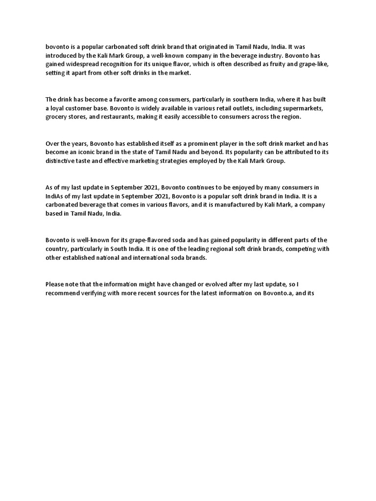 Bovonto Is A Popular Carbonated Soft Drink Brand That Originated in ...