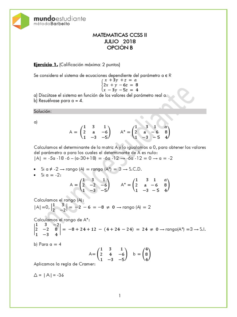 examen_matematicas_ccss_opcion_B (2) | PDF | Relaciones matematicas | Objetos matemáticos