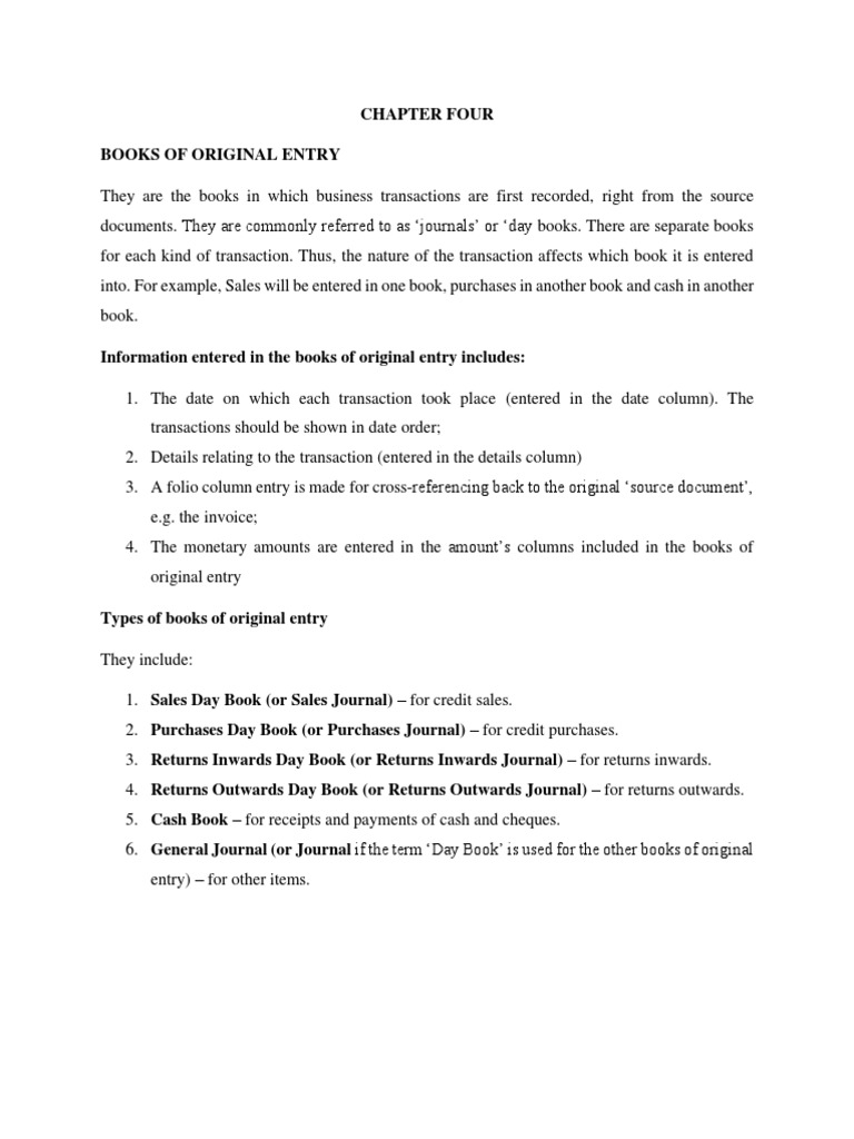 Chapter Four - Books of Original Entry | PDF | Receipt | Banks