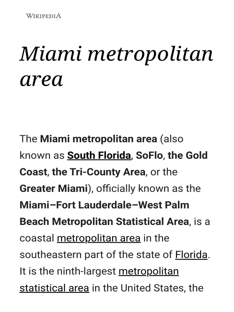 Miami Metropolitan Area - Wikipedia | PDF | Physical Geography | Climate