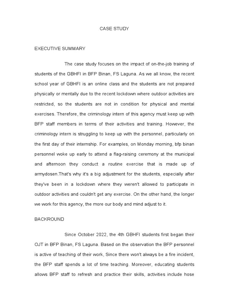 Case Study in BFP Station (1) .. | PDF | Behavior Modification | Cognition