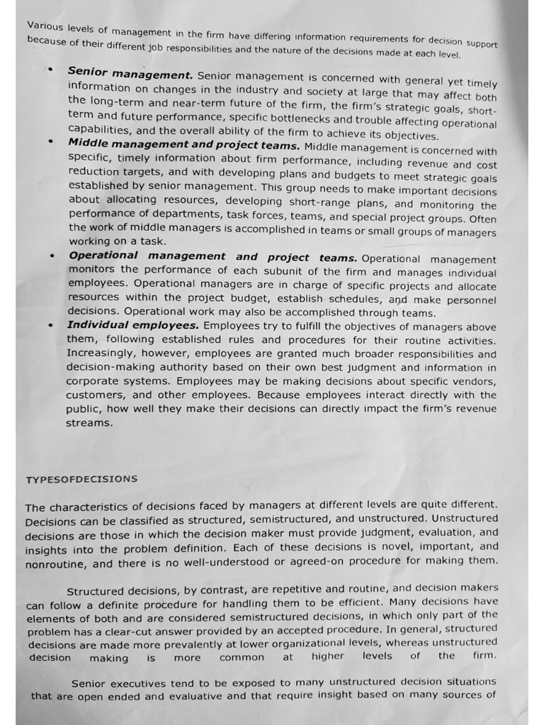 MIS Module - 6 Decision Support System For Operation and Middle ...