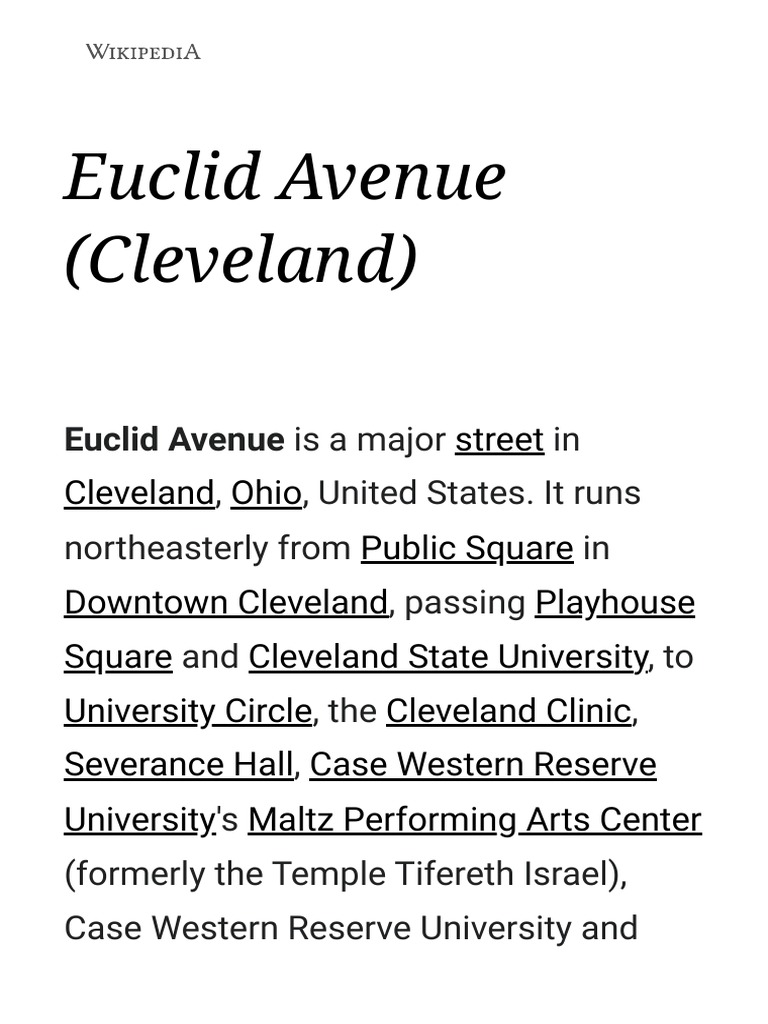 Euclid Avenue: Cleveland's Historic Corridor | PDF | Cleveland