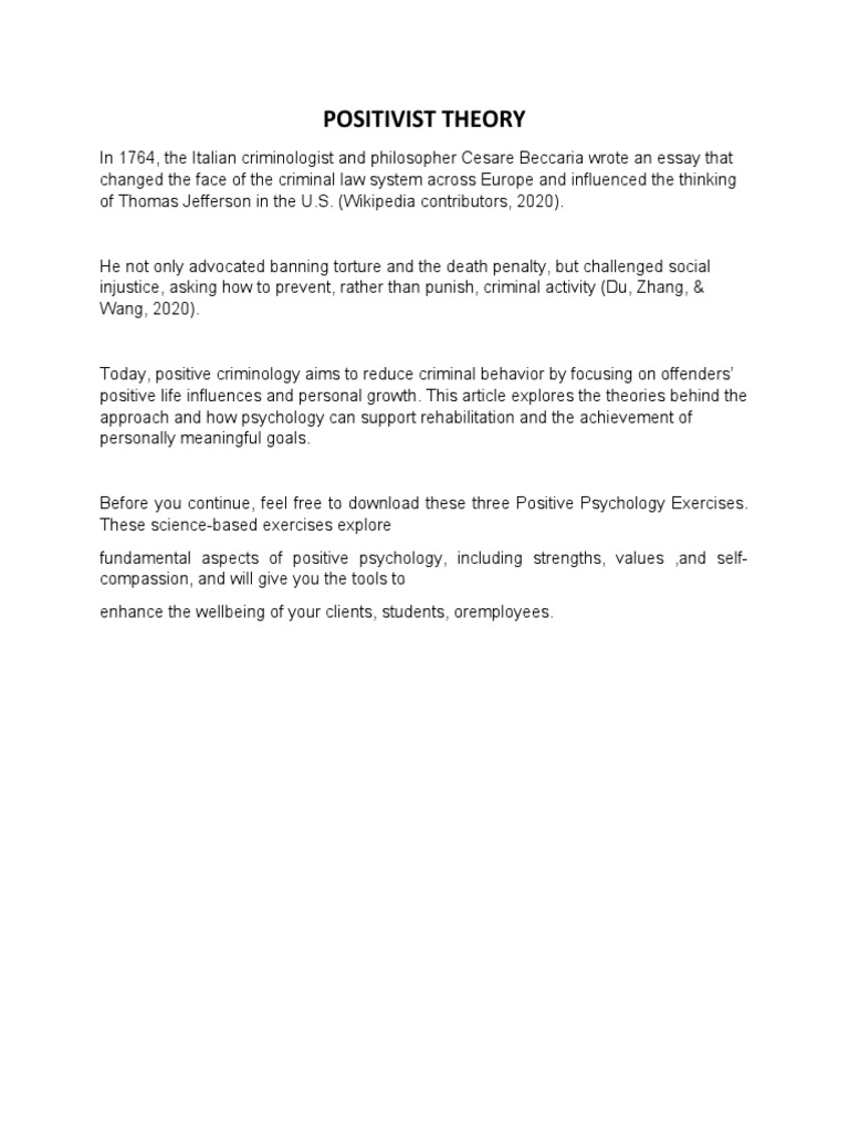 Positivist Theory | PDF | Criminology | Psychological Concepts