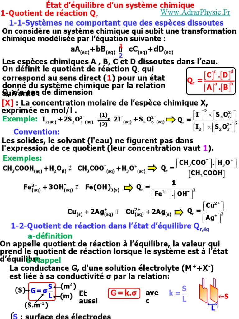 Réactions et Équilibres Chimiques | PDF | Équilibre chimique | Thermodynamique