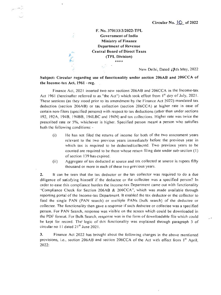 Circular No 10 2022 | PDF | Taxes | Payments
