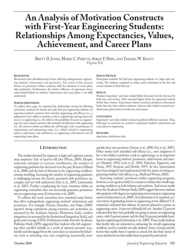 An Analysis of Motivation Constructs | PDF | Self Efficacy | Linear ...