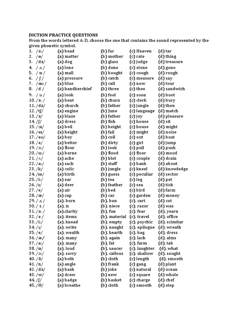 New Diction Practice 2023 | PDF