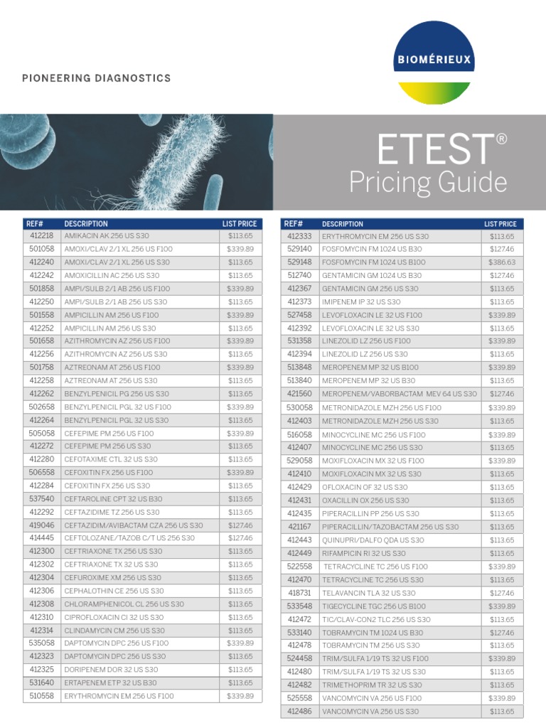 19 Etest-Price-Guide v8 | PDF | Drugs | Medicine