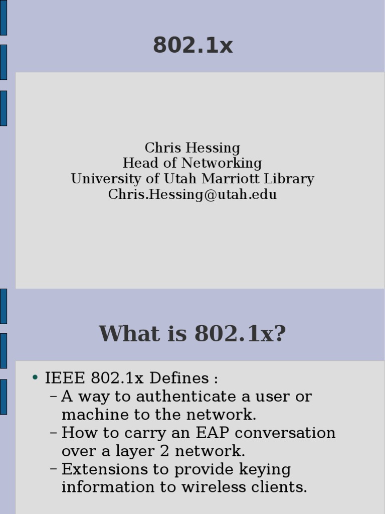 Chris Hessing Head of Networking University of Utah Marriott Library ...