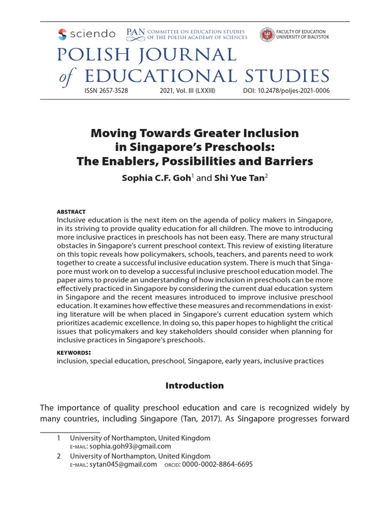 Moving Towards Greater Inclusion in Singapores PR | PDF | Preschool ...