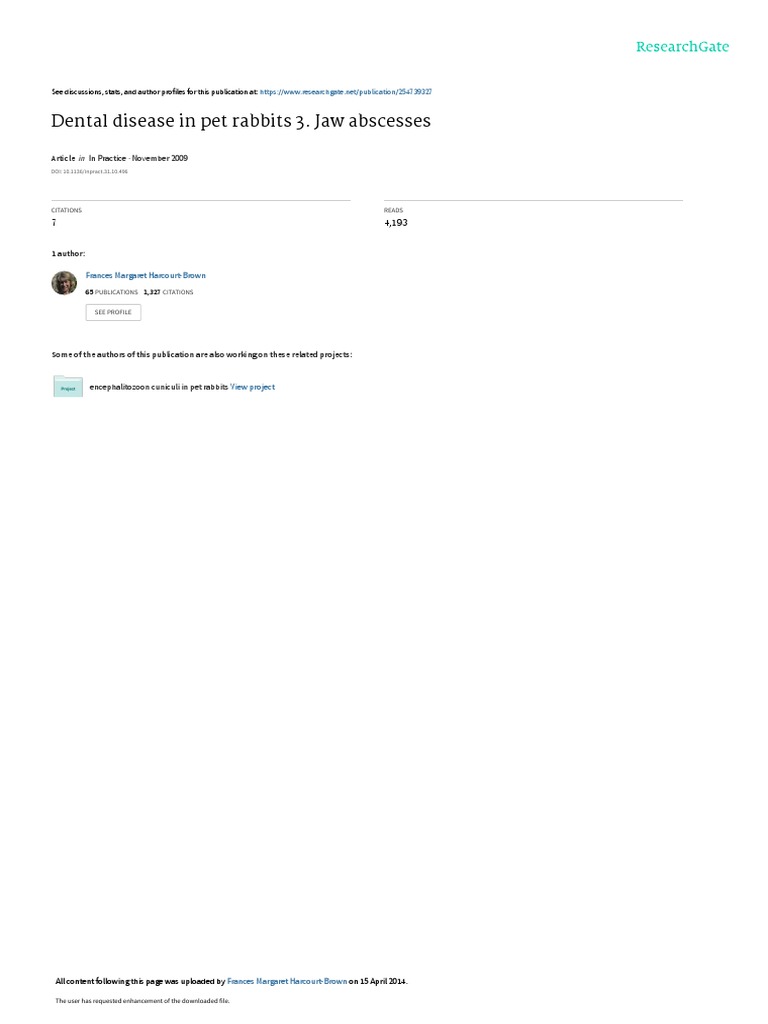 Dental Disease in Pet Rabbits 3 Jaw Abscesses | PDF | Tooth | Dental ...