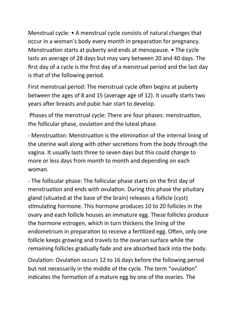 Menstrual cycle biology project | PDF | Menstrual Cycle | Luteinizing ...