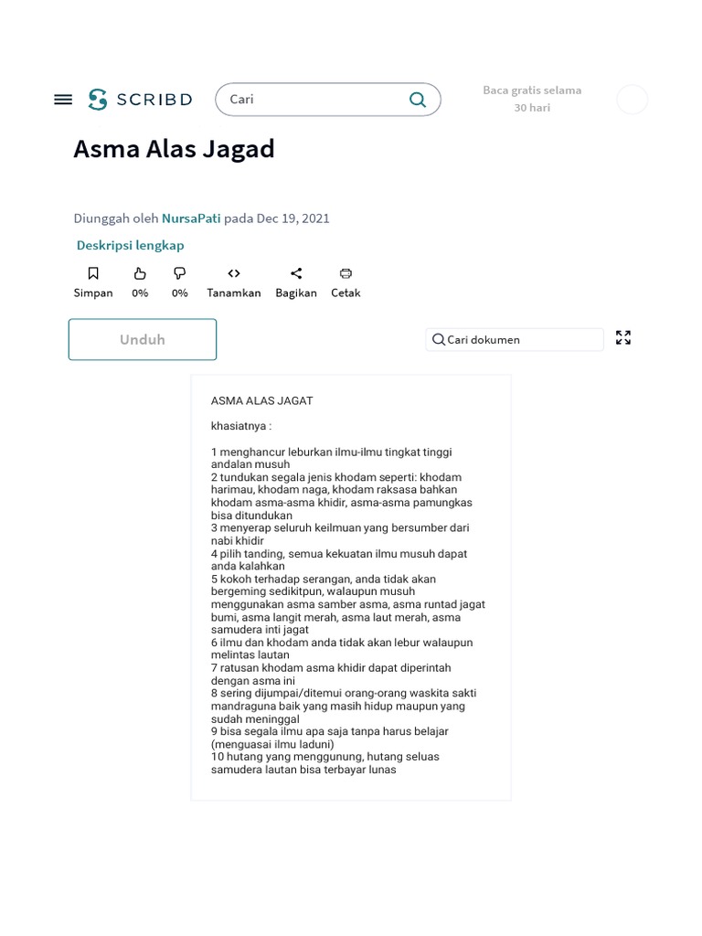 Khasiat Asma Khidir dalam Spiritual | PDF