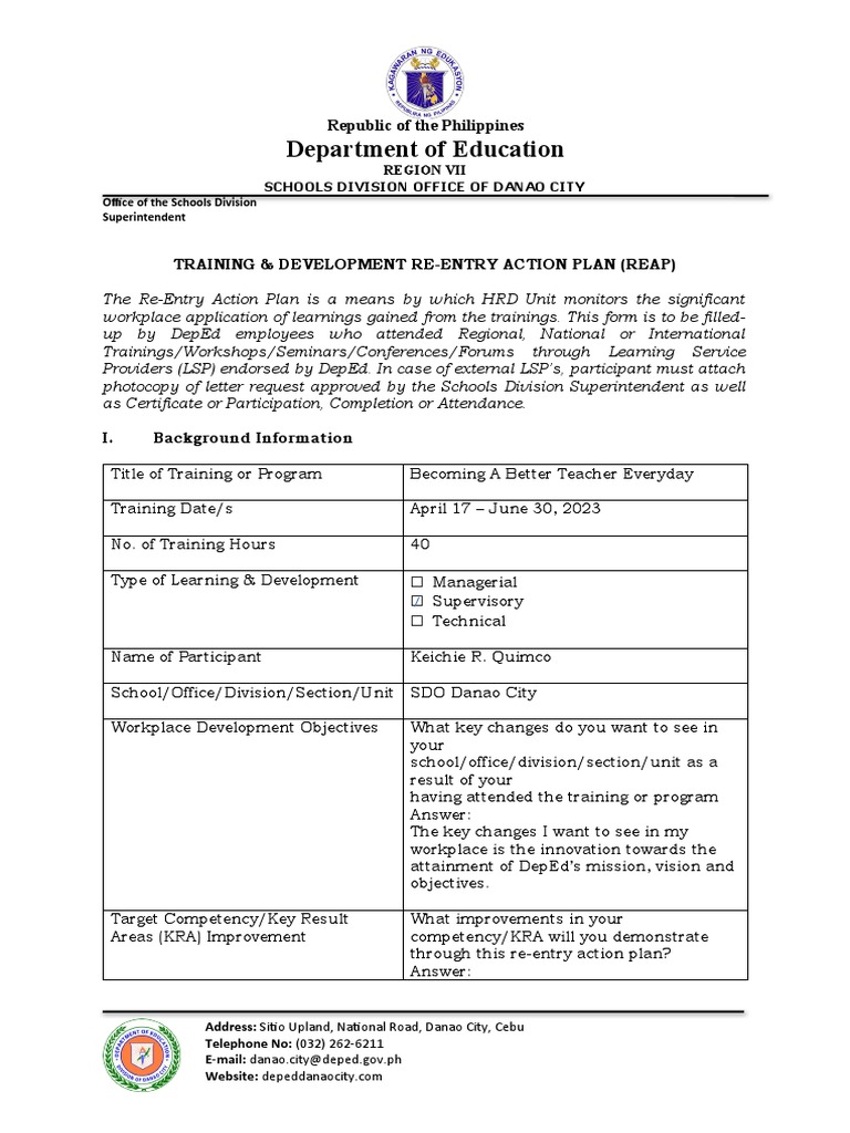REAP-of-SDO-Danao-Template | PDF | Business