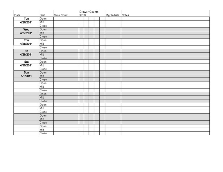 Safe Count Log | PDF
