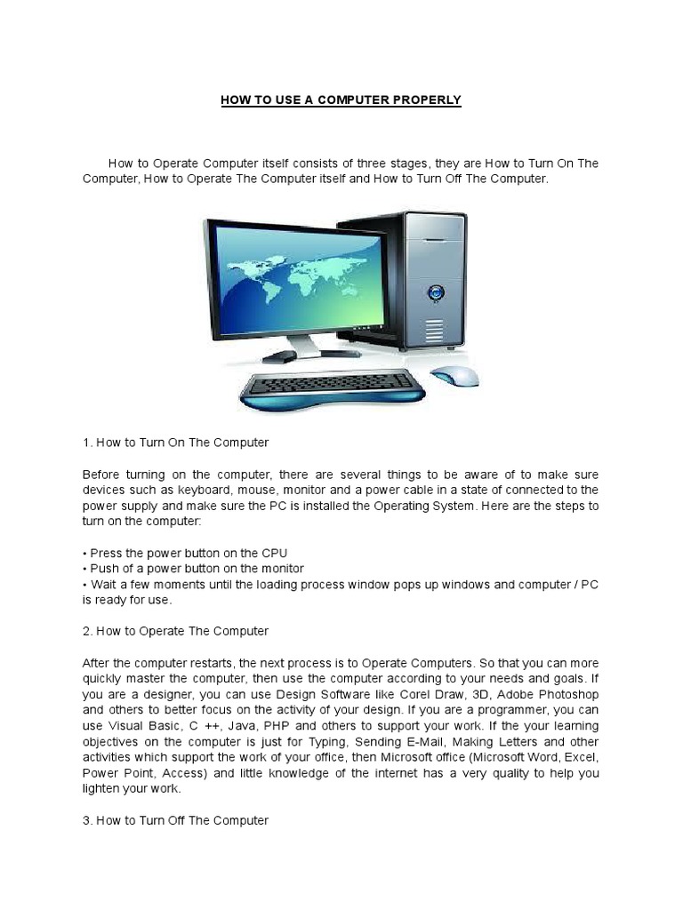 How To Use A Computer Properly | PDF