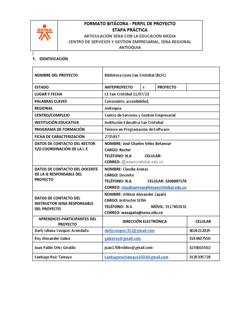 Bitácora del Proyecto Biblioteca BLSC | PDF | Business | Servicio de ...