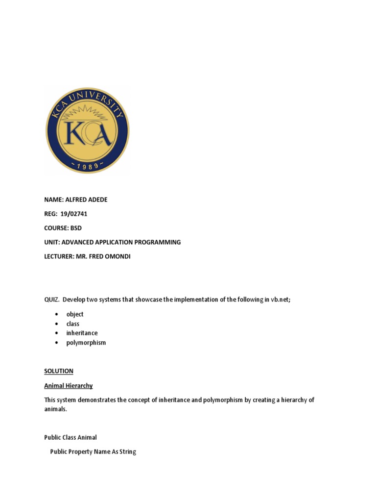 Adv App Prog Assign Pdf Inheritance Object Oriented Programming Computer Programming 