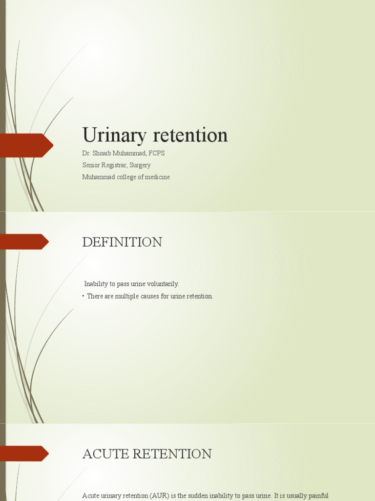 Urinary Retention | PDF | Medical Specialties | Clinical Medicine