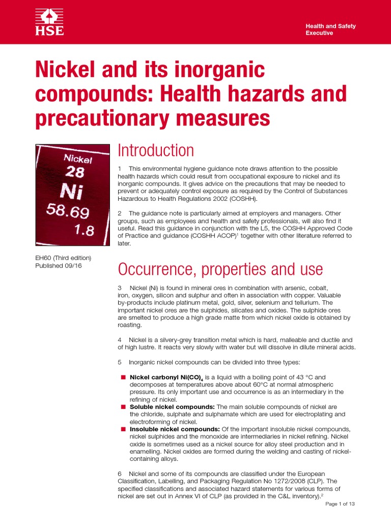 Nickel Hazard | PDF | Personal Protective Equipment | Nickel