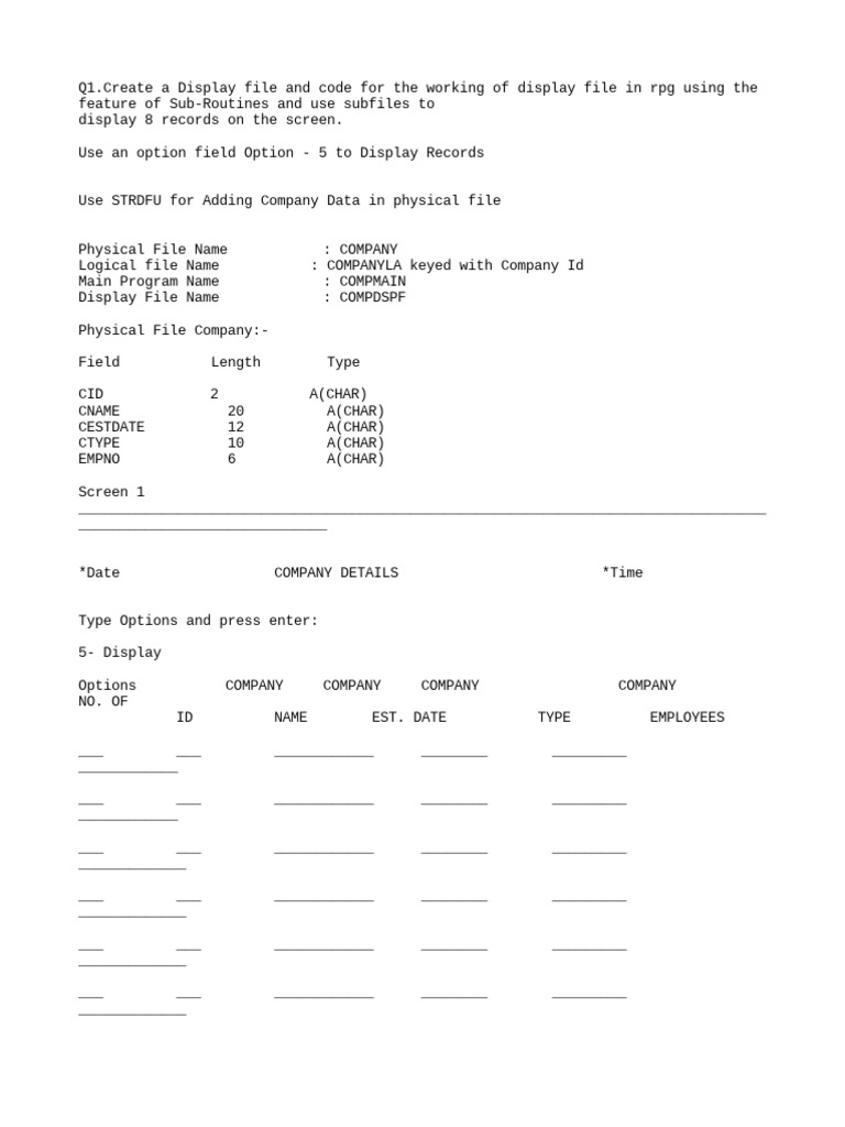 Mid Assessement (Based On Display File - RPGLE) | PDF | Computing ...