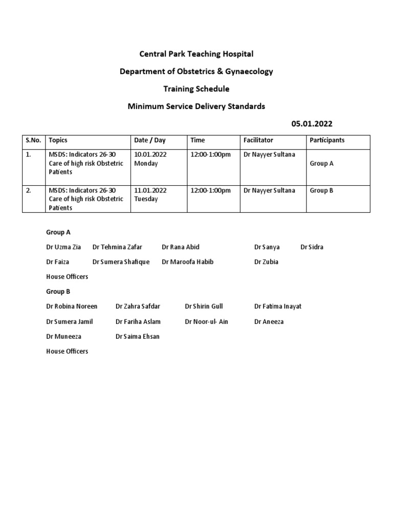 MSDS training Schedule | PDF