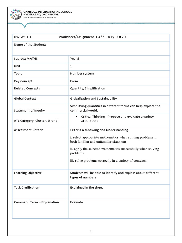 Year 3 IB MYP Math | PDF