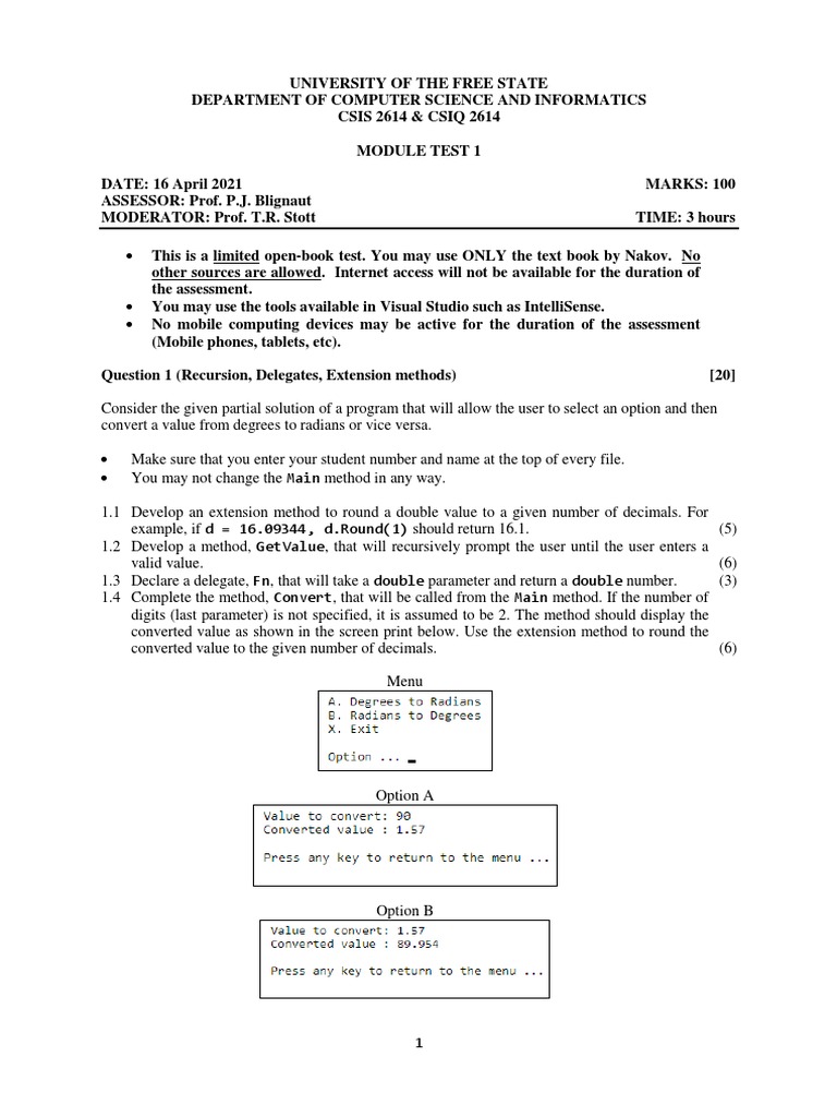 2021 Test 1 | PDF | Method (Computer Programming) | Constructor (Object ...