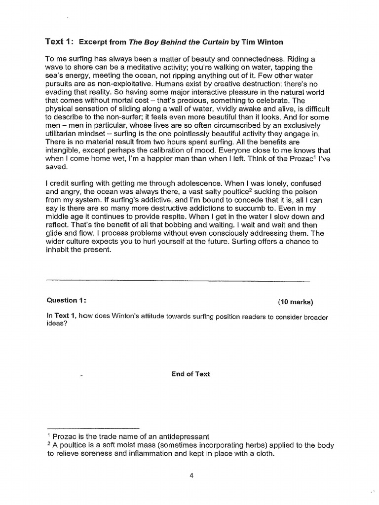 Practice ATAR English Comprehending Document | PDF