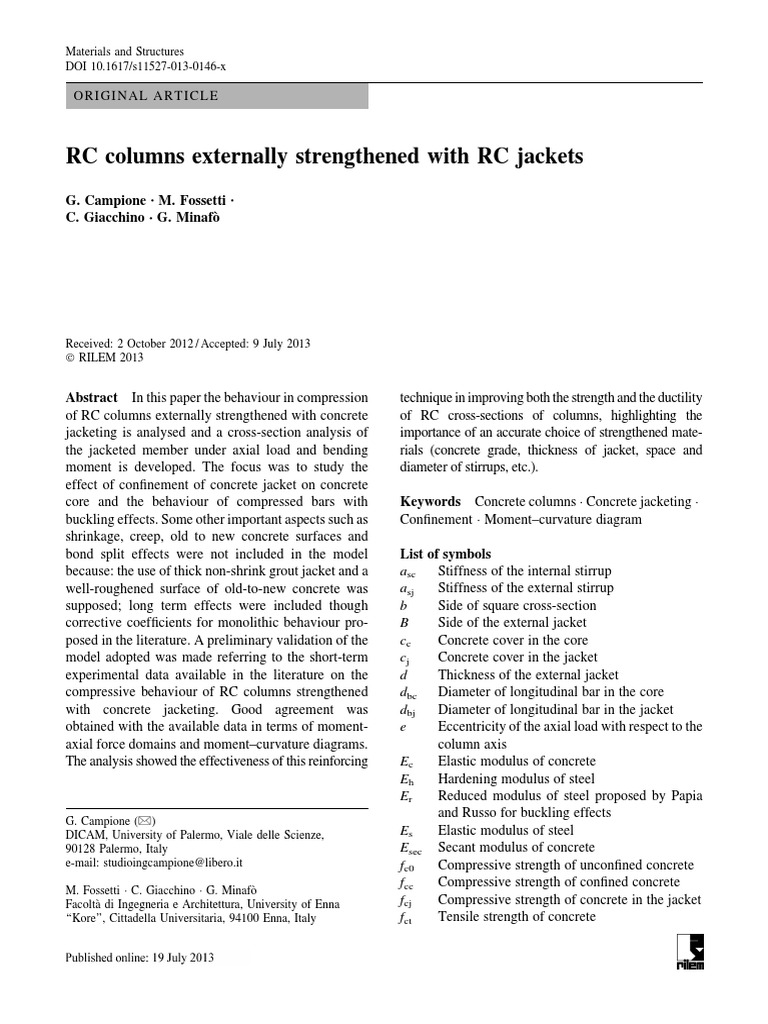RC Column Strengthening with Jackets | PDF | Buckling | Concrete