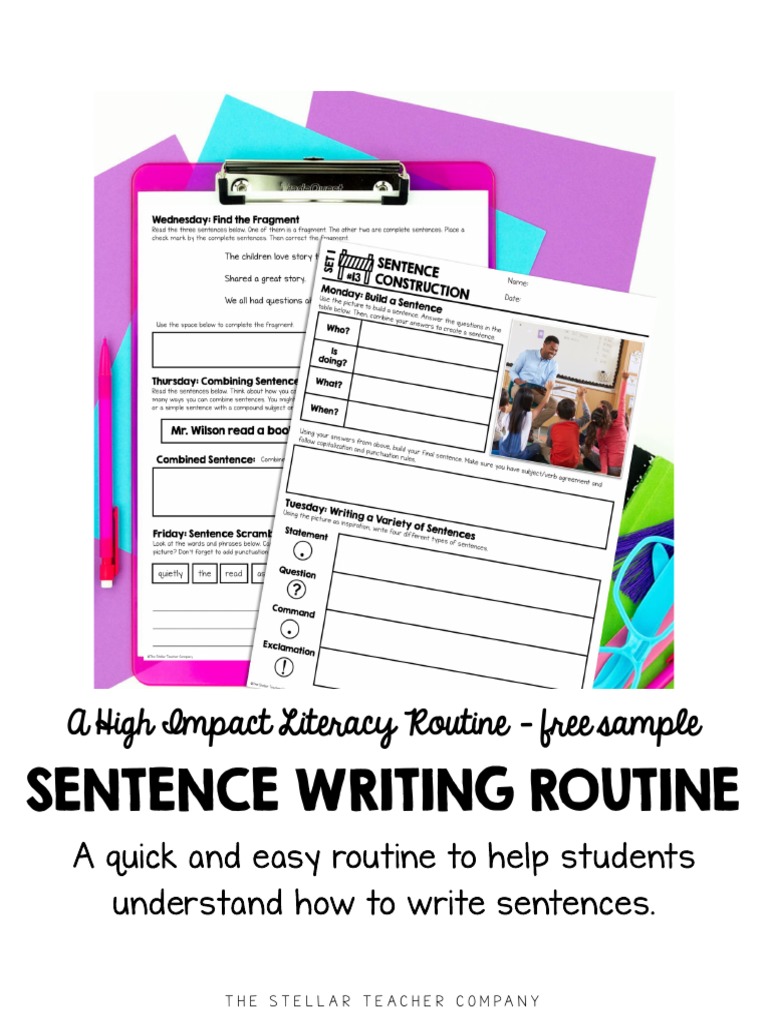 Sentence Writing Routine - Freebie | PDF | Sentence (Linguistics ...