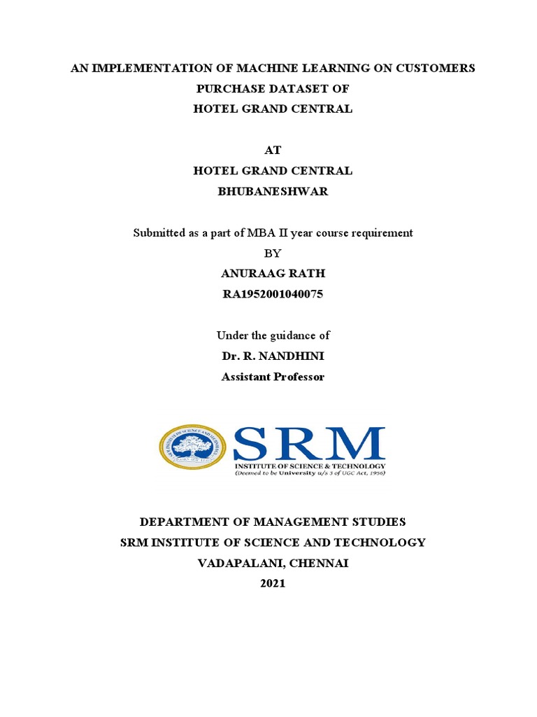 Anuraag Rath MBA Dissertation | PDF | Machine Learning | Tourism