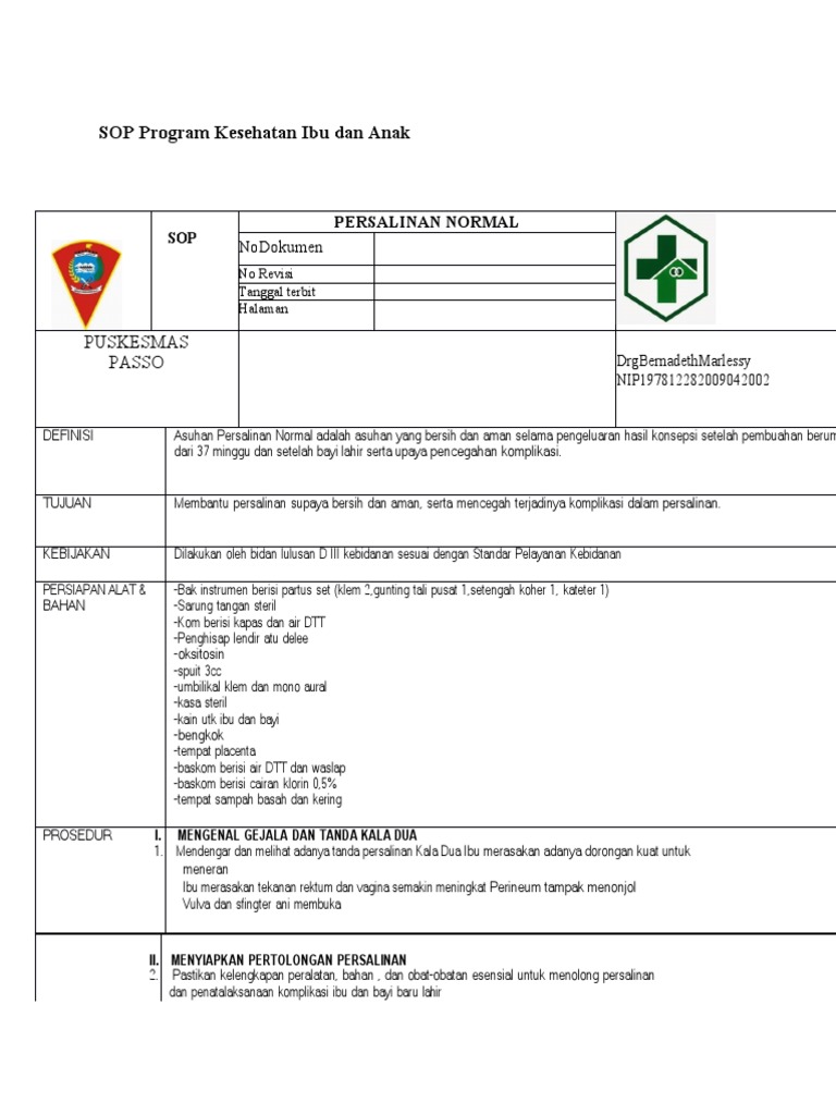 sop-persalinan-normal | PDF